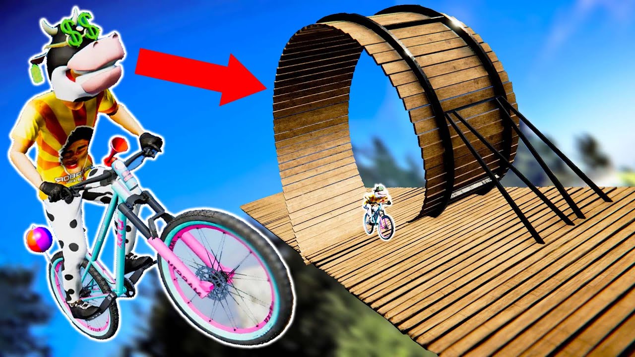 BIKING A GIANT LOOP RAMP! (Descenders) - YouTube