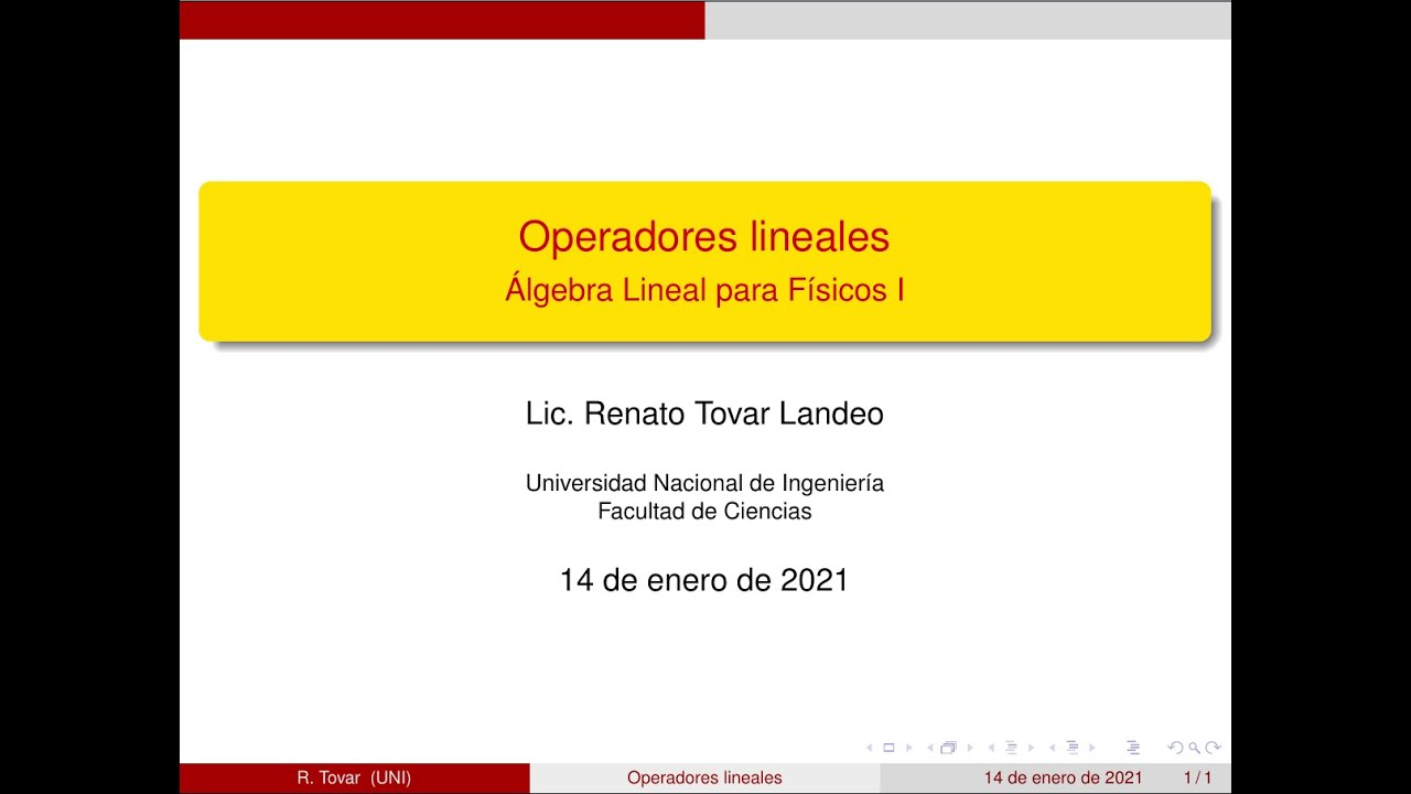 Álgebra Lineal 1 - Clase 18: Operadores lineales - YouTube