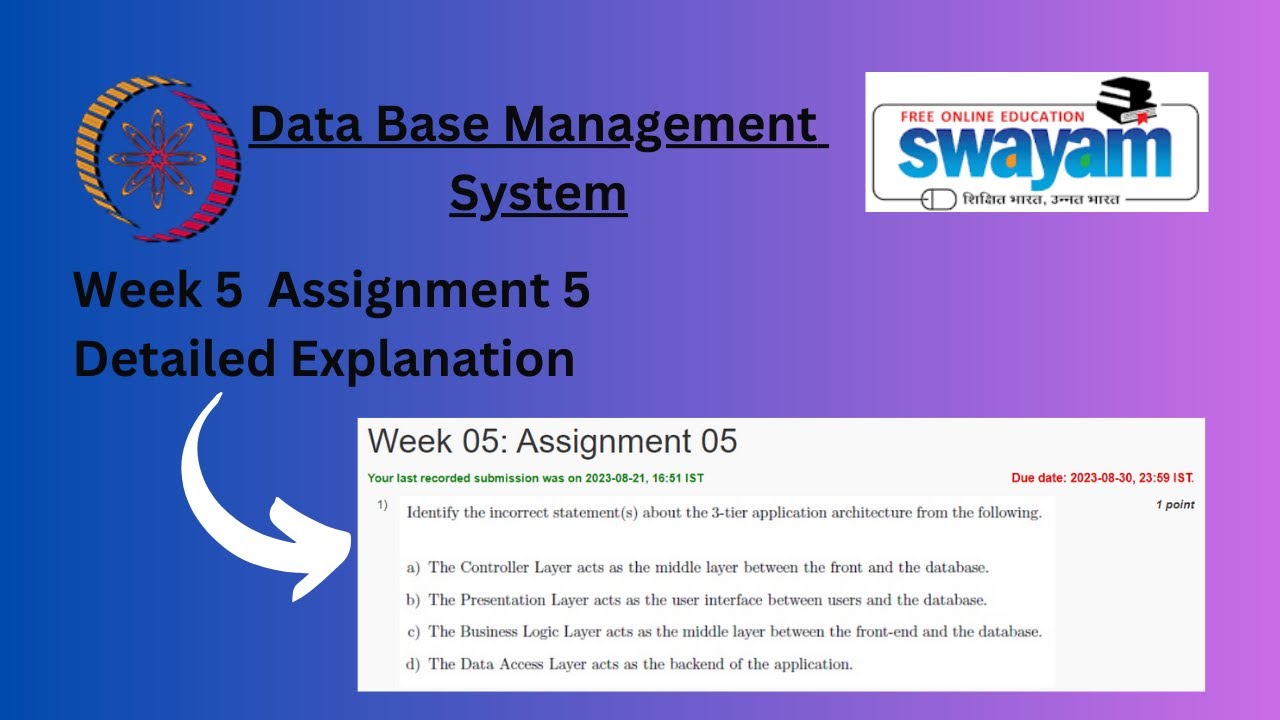 Dbms Week 5 Assignment 5 Detail Explanation Nptel Youtube