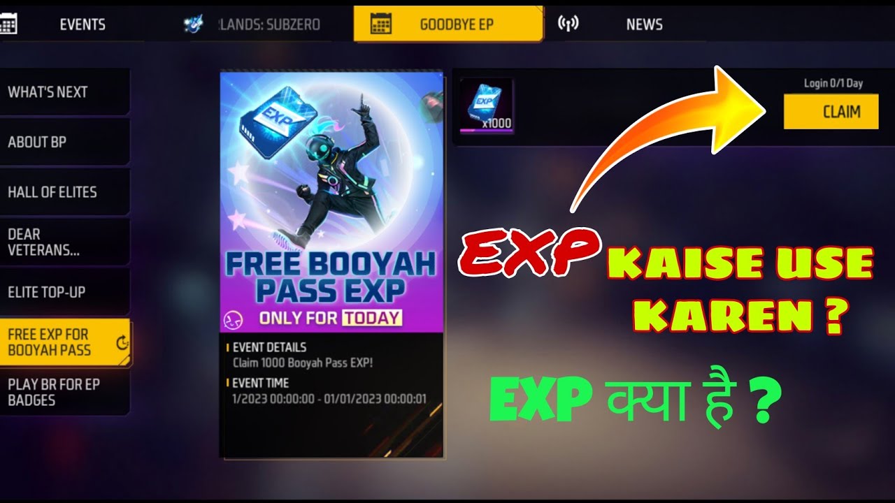 How To Use 1000 Exp Card | Bp Exp Card Kya Hai | Claim 1000 Exp | Free ...