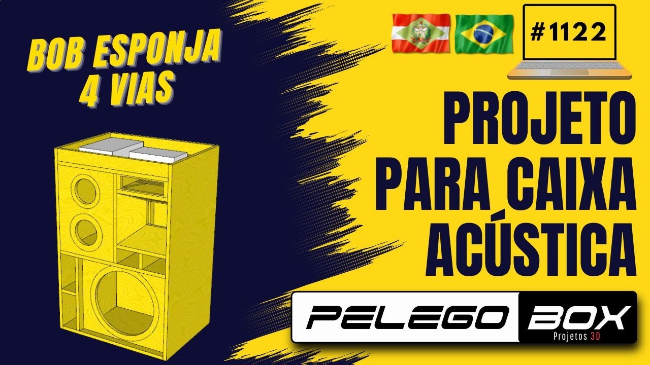 #1122 CAIXA BOB ESPONJA 4 VIAS 1X 12" BOMBER UP GRADE 350W 1X 8" MB800 ...