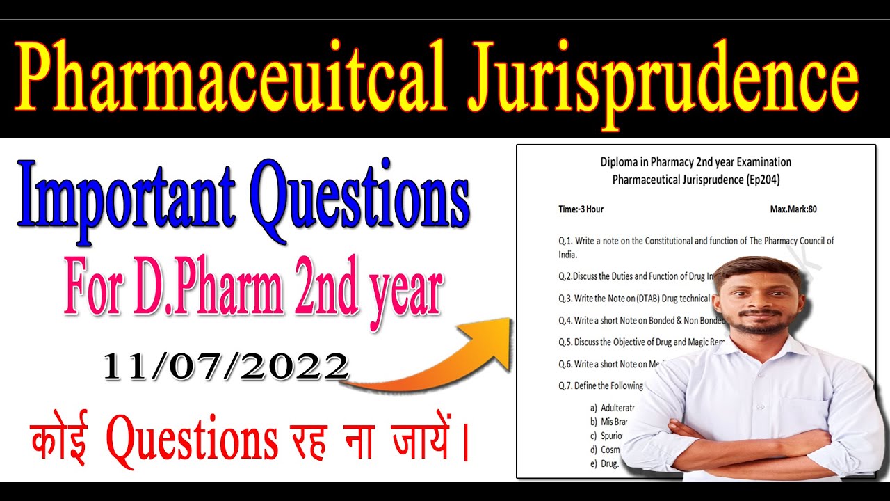 Pharmaceutical Jurisprudence Important Questions|D.Pharm 2nd year ...
