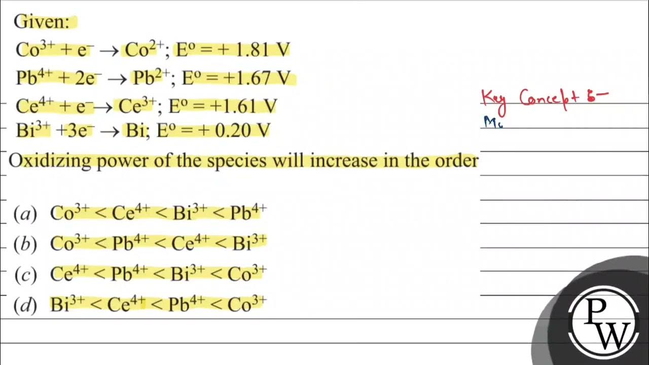 Given: \[ \begin{array}{l} \mathrm{Co}^{3+}+\mathrm{e}^{-} \rightarrow \mathrm{Co}^{2+} ; \mathr ...