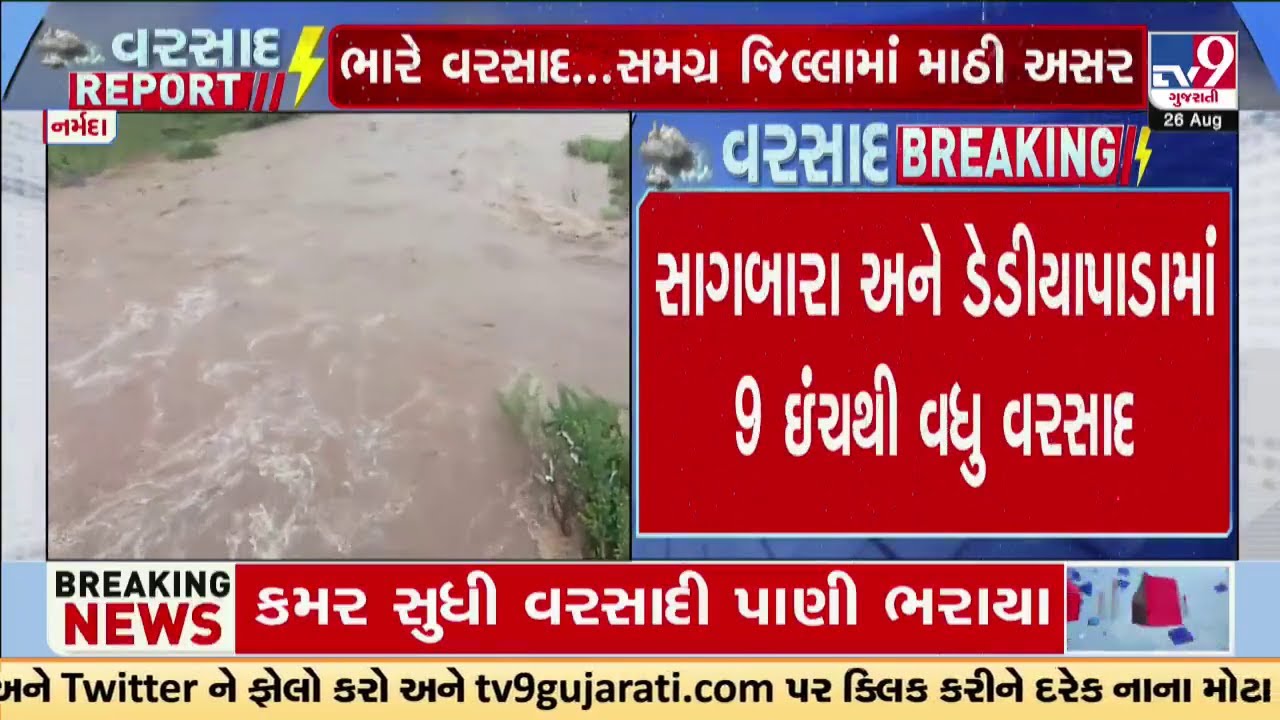 More than 9-inch rain in Sagbara & Dediapada of Narmada | TV9Gujarati ...