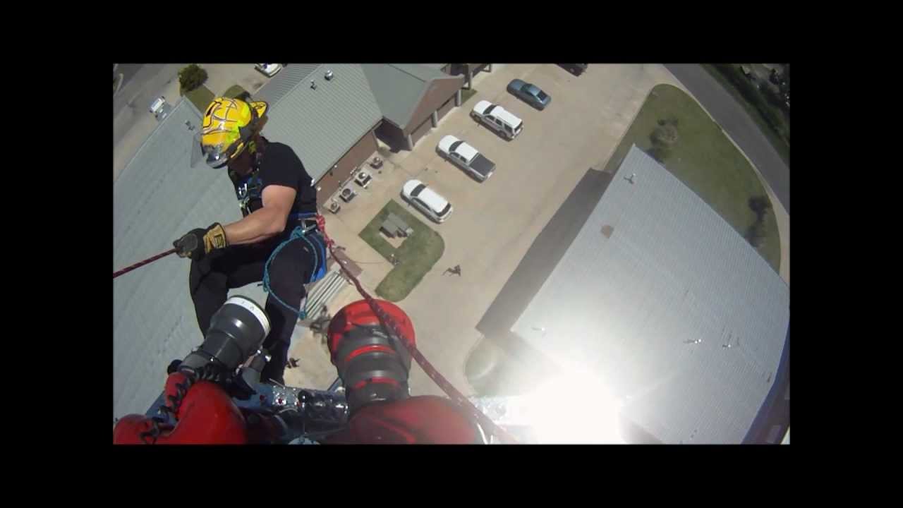Rappelling from a 100ft Ladder - YouTube