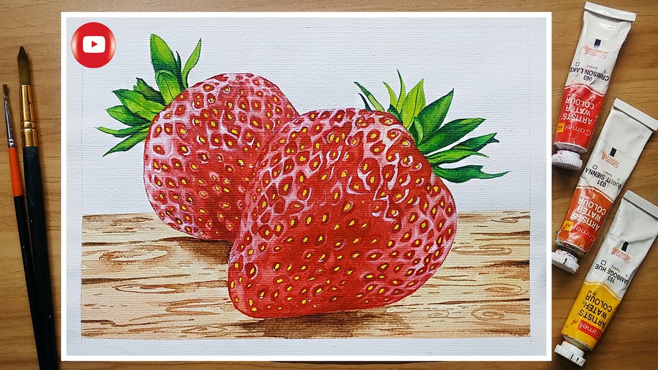 How to paint realistic Strawberry with watercolor/Step by Step/ Easy ...