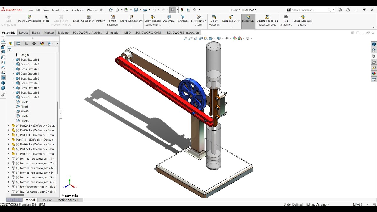 Solidworks Membuat Bar Quick Return Mechanism - YouTube