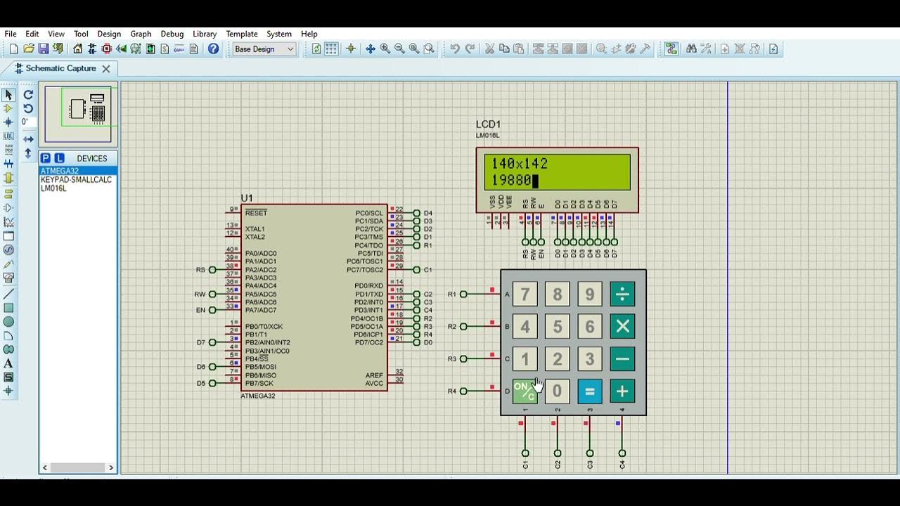 Simple Calculator using Atmel AVR Atmega32 with LCD and KeyPad 4x4 - YouTube