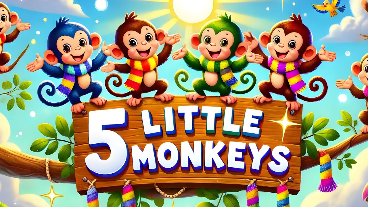 5 Little Monkeys Rhyme | Rhymes for Nursery Class in English - YouTube