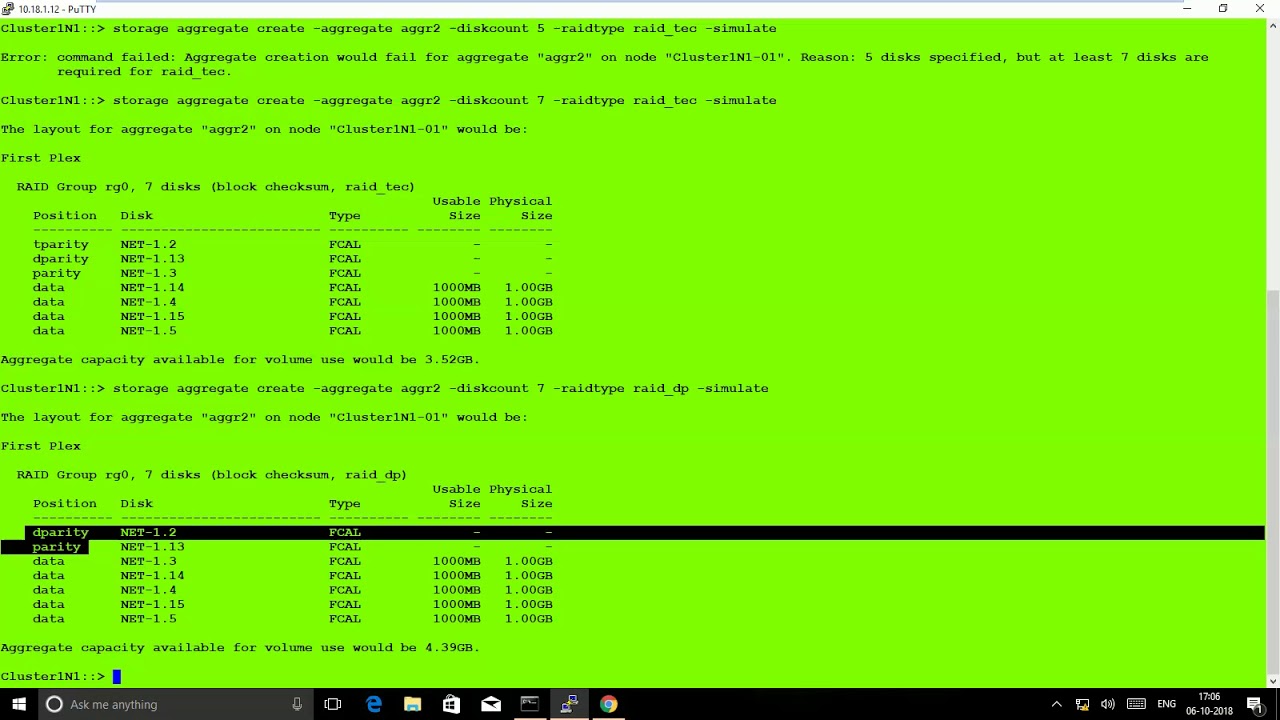Create aggregate NetApp Cmode 9.4 - YouTube