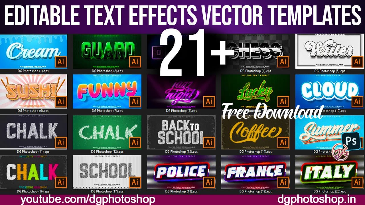 21 Modern Editable Text Effects Vector Templates | Adobe illustrator ...