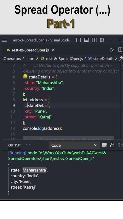#1 - Spread Operators in Hindi | ES6 Spread Operators #Short - YouTube