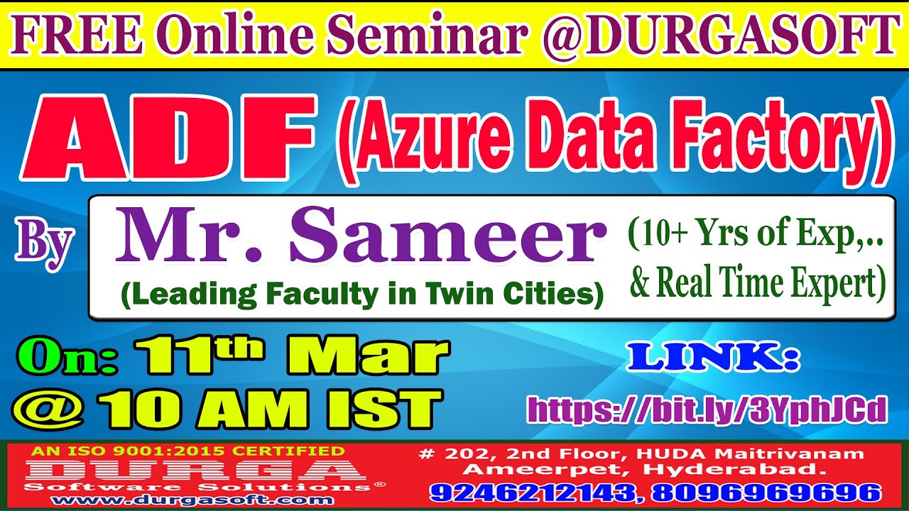 ADF (Azure Data Factory) (FREE Seminar) Online Training @ DURGASOFT ...