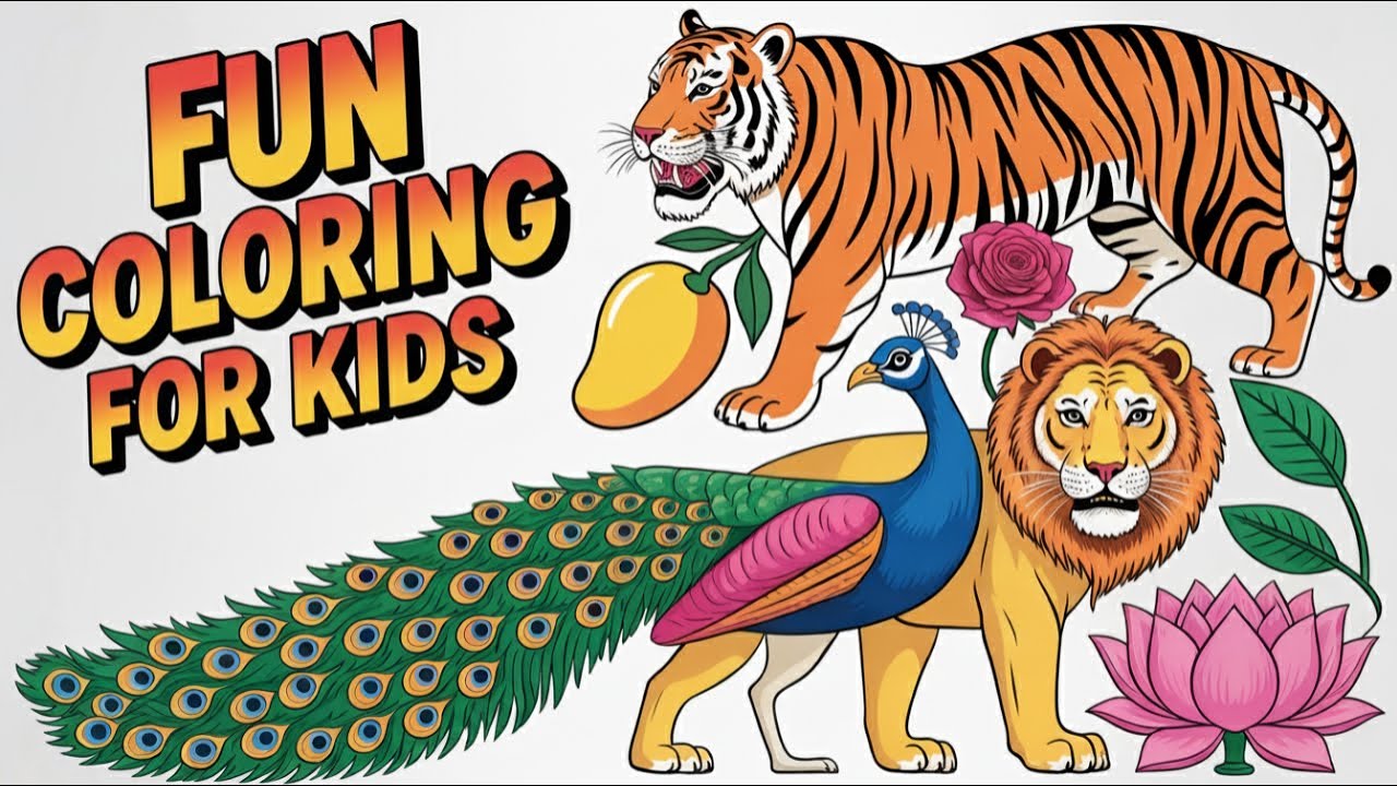 Color and Learn! India’s National Symbols for Preschool & Kids 🎨📚 - YouTube