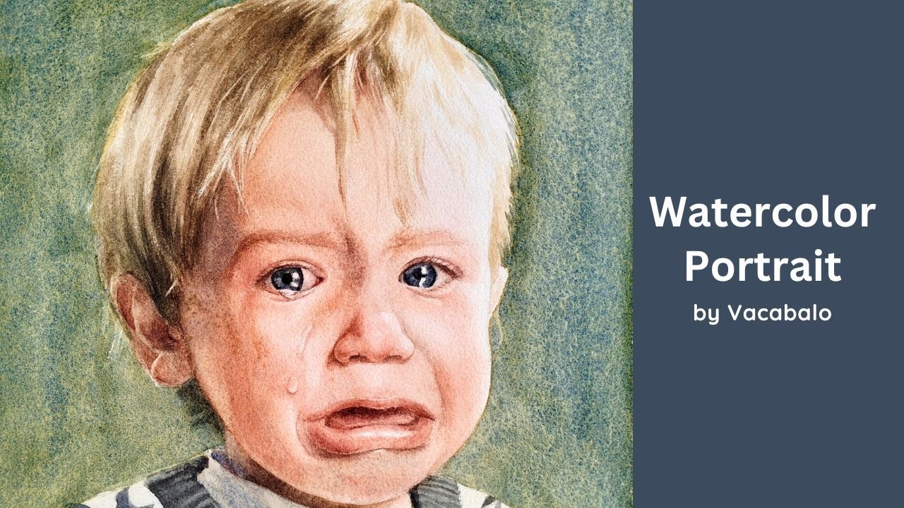 Watercolor Portrait Painting of a Cute Crying Boy - YouTube