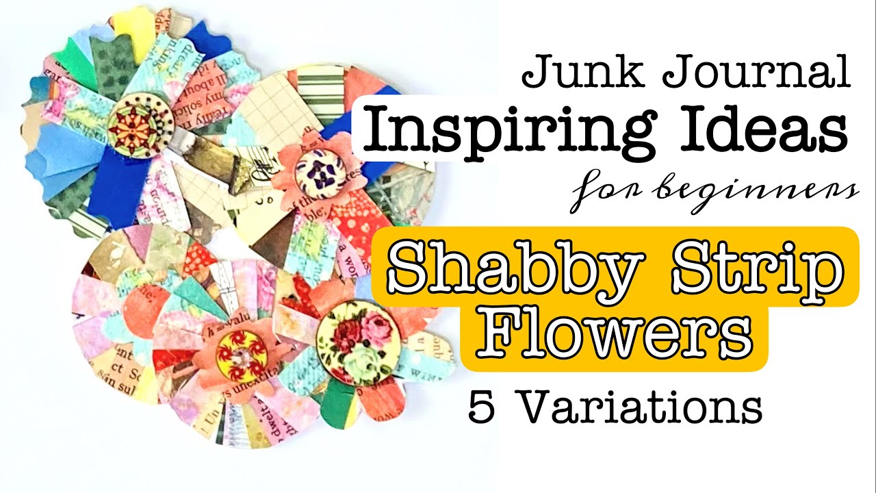 How to make Shabby Strip Flowers ~ 5 Ways. Beginners Tutorial. - YouTube