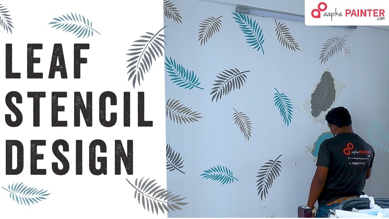 How To Stencil A Palm Fronds Tropical Wall With 2 Paint Colors & 1 Wall ...