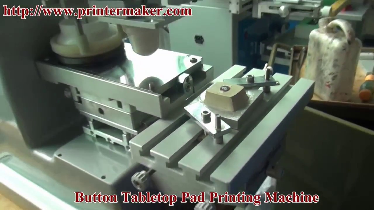 Button Tabletop Pad Printing Machine, tampo printing machine - YouTube
