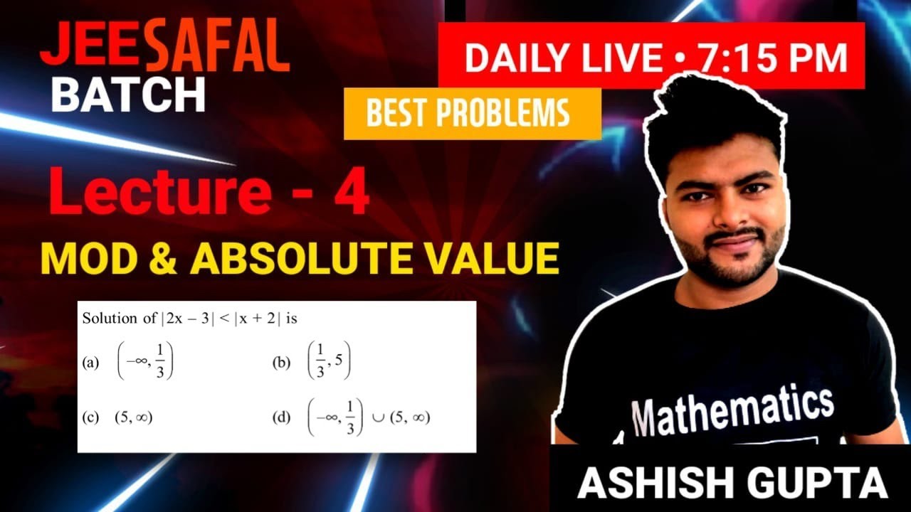Jee Series I Modulus Function I Lecture 4 I Jee Safal Batch I Iit Jee Youtube