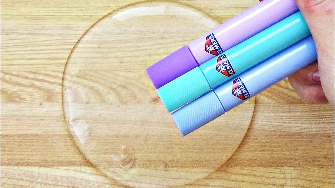 Slime Coloring with Pastel Glue! Mixing Elmer's Glue into Clear Slime ...