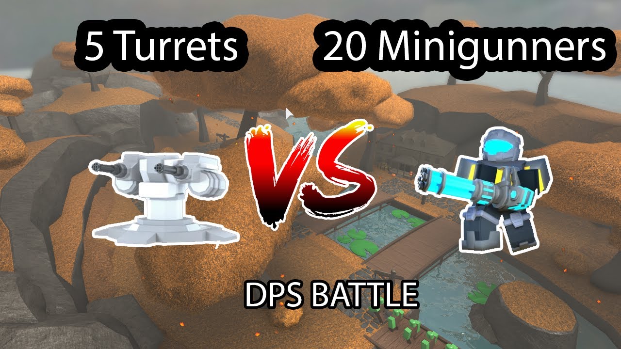 5 Turrets VS 20 Minigunners Roblox Tower Defense Simulator - YouTube