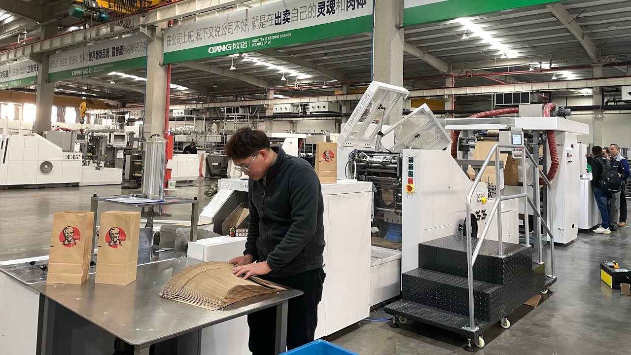 KFC Printing Kraft Brown Takeaway Paper Bag Making Machine| 2 Color ...