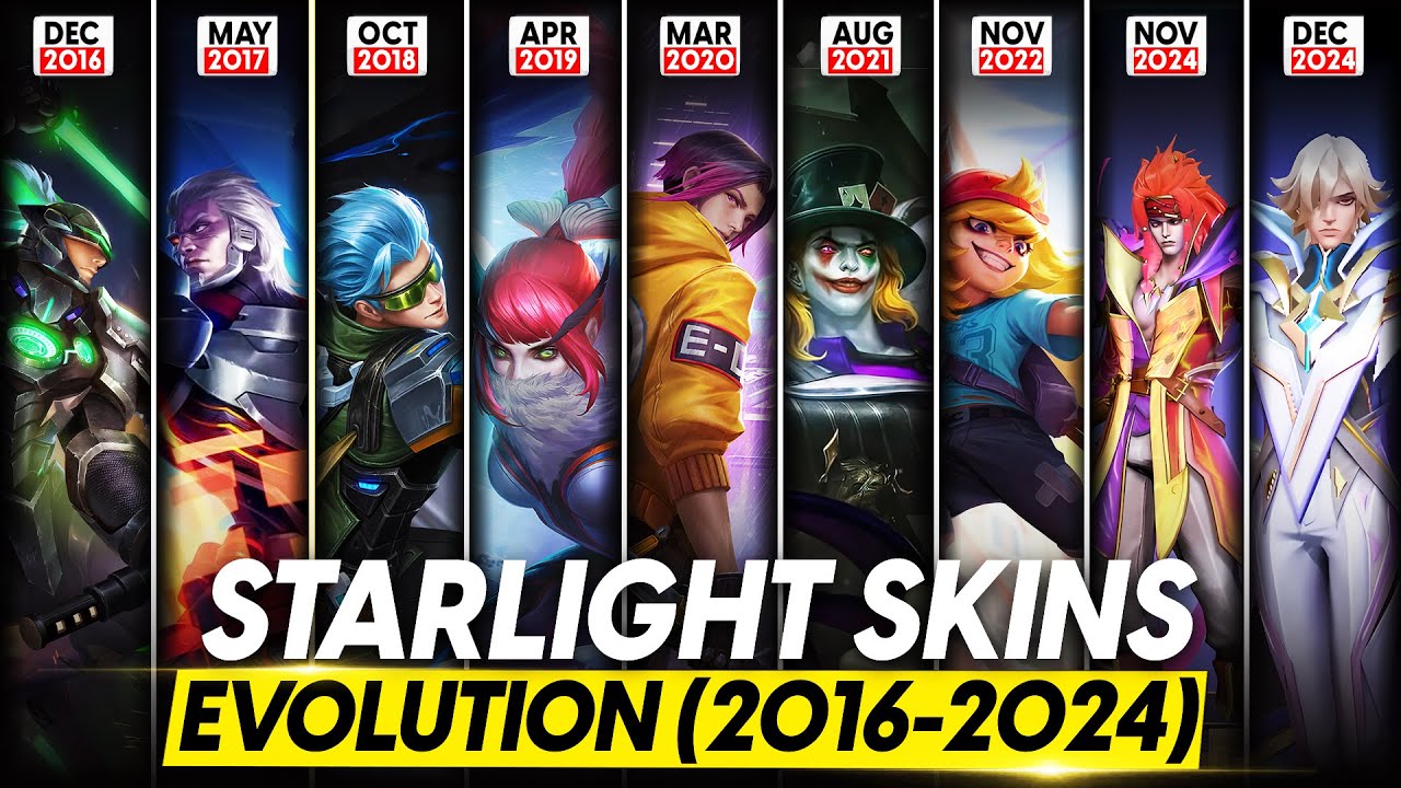 EVOLUTION OF ALL STARLIGHT SKINS 2016 - 2024 | MLBB - YouTube