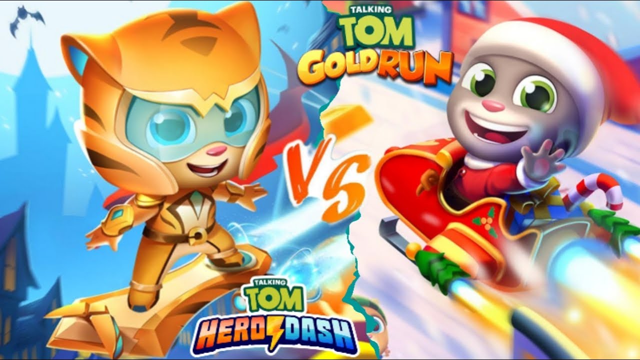 Talking Tom Hero Dash Vs Tom Gold Run : Sunbeam Hank Vs Santa Tom ...