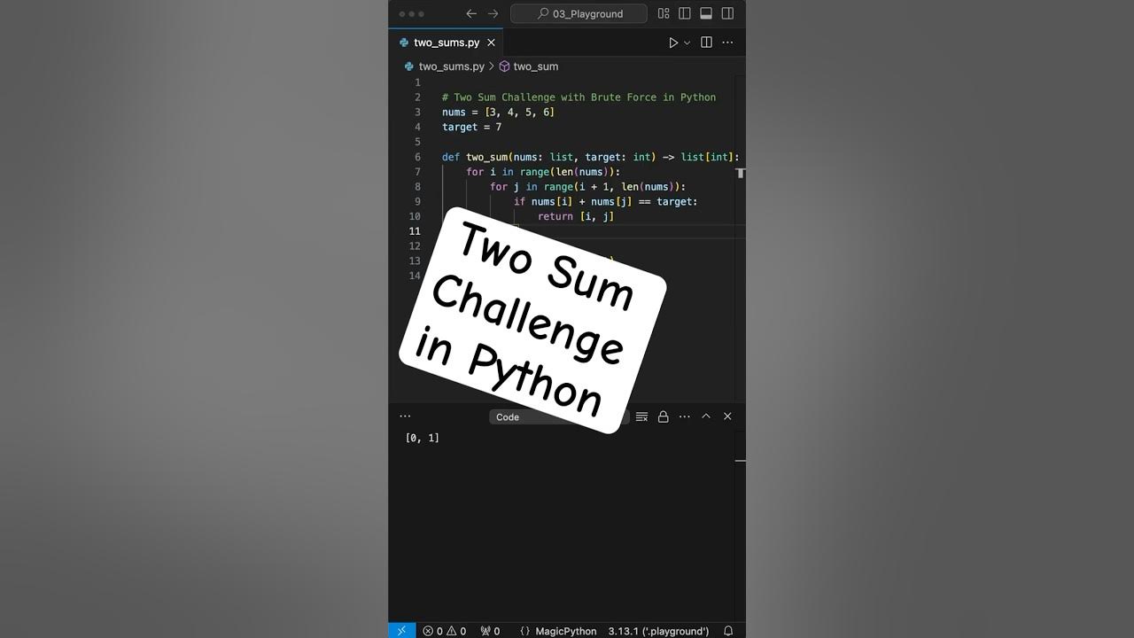 Two Sum Challenge in Python #python #coding #programming - YouTube
