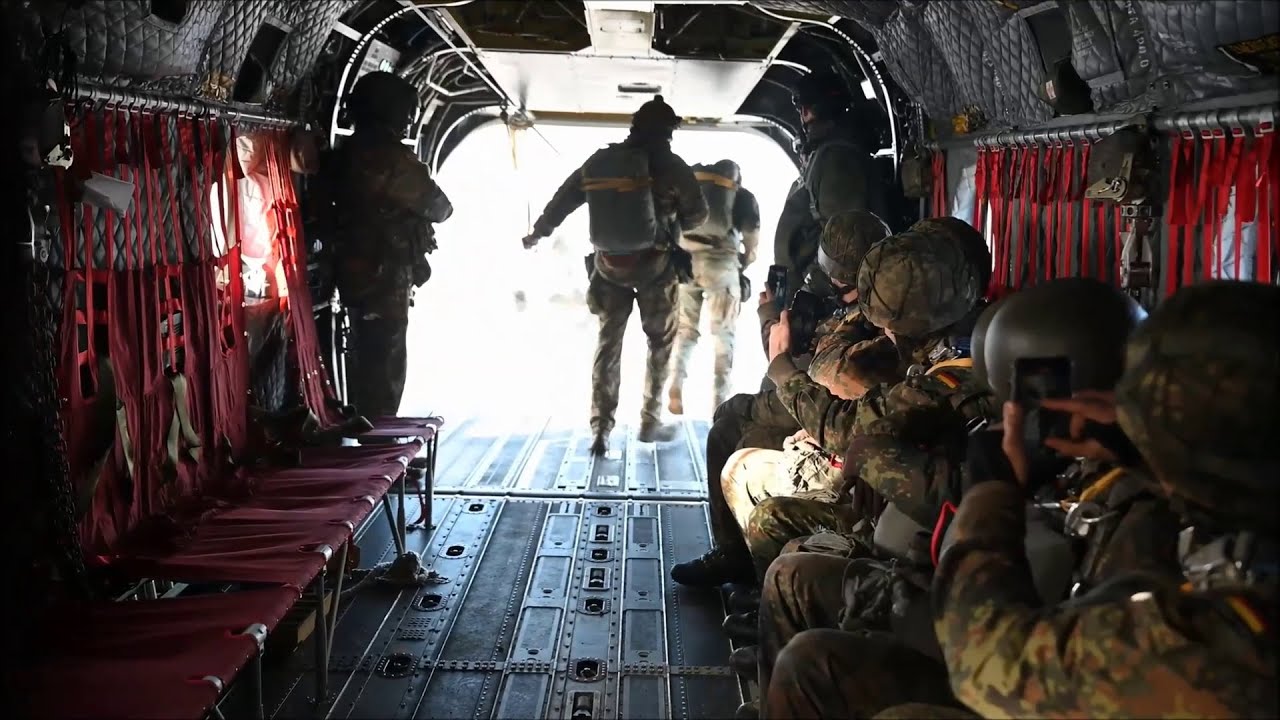 NATO Allies Conduct Static Line Jumps - YouTube