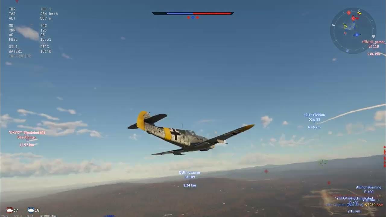 War Thunder; Bf 109 F-4; Shadow strike streak x10 in Domination battle; Air Arcade - YouTube