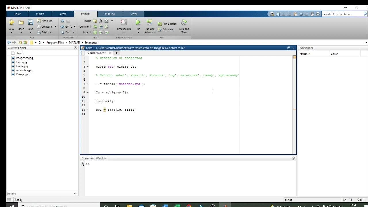 DETECCION DE CONTORNOS EN MATLAB - YouTube