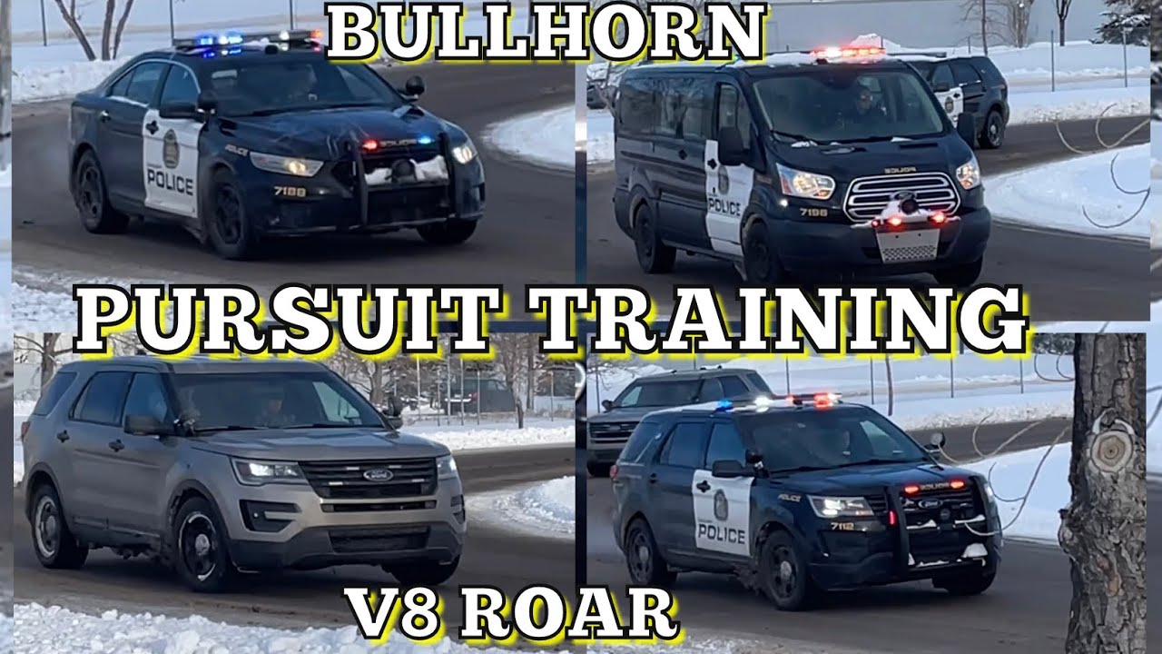 **BULLHORN/V6 ROAR** Calgary Police Conducting Pursuit Training HOT ...