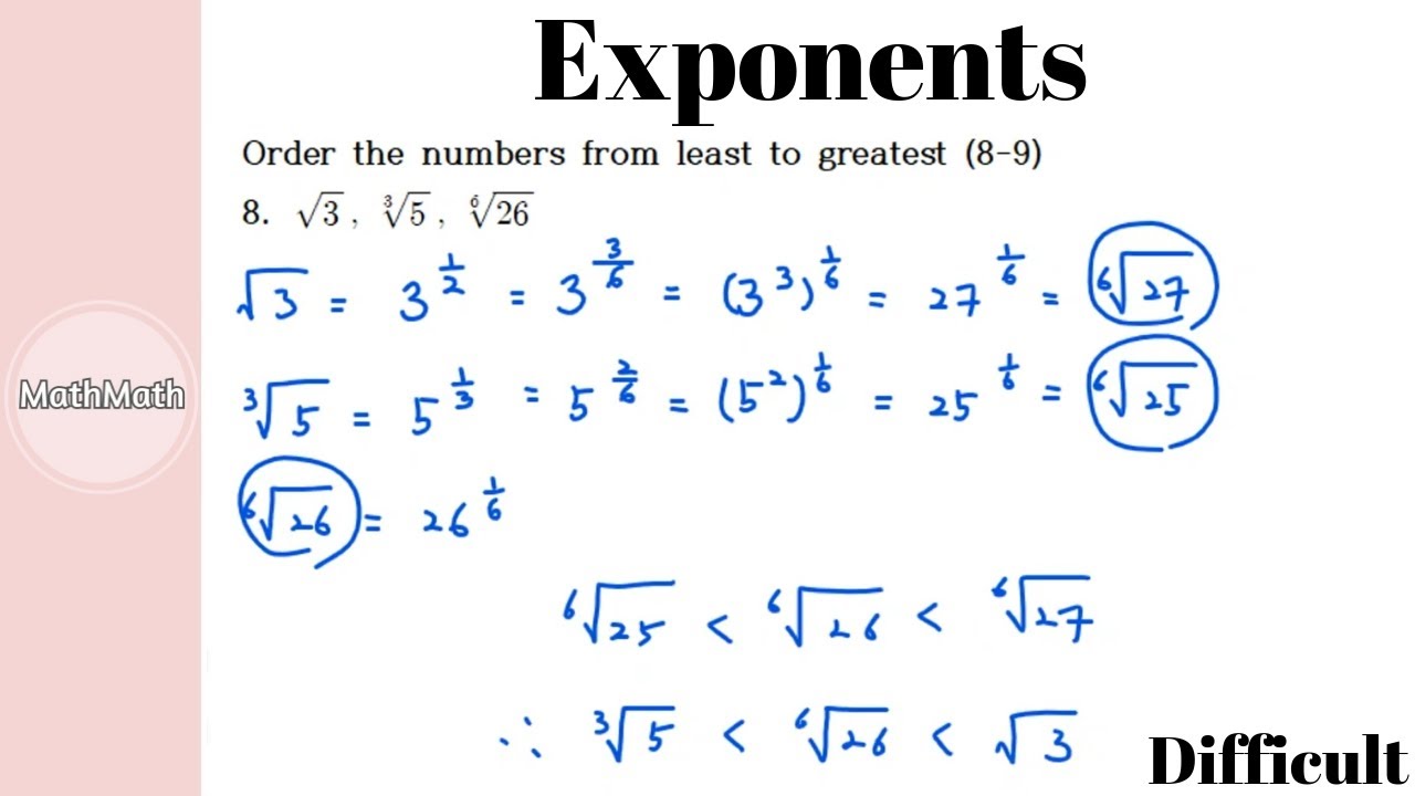Exponents HOW TO Exponents Difficult Level YouTube