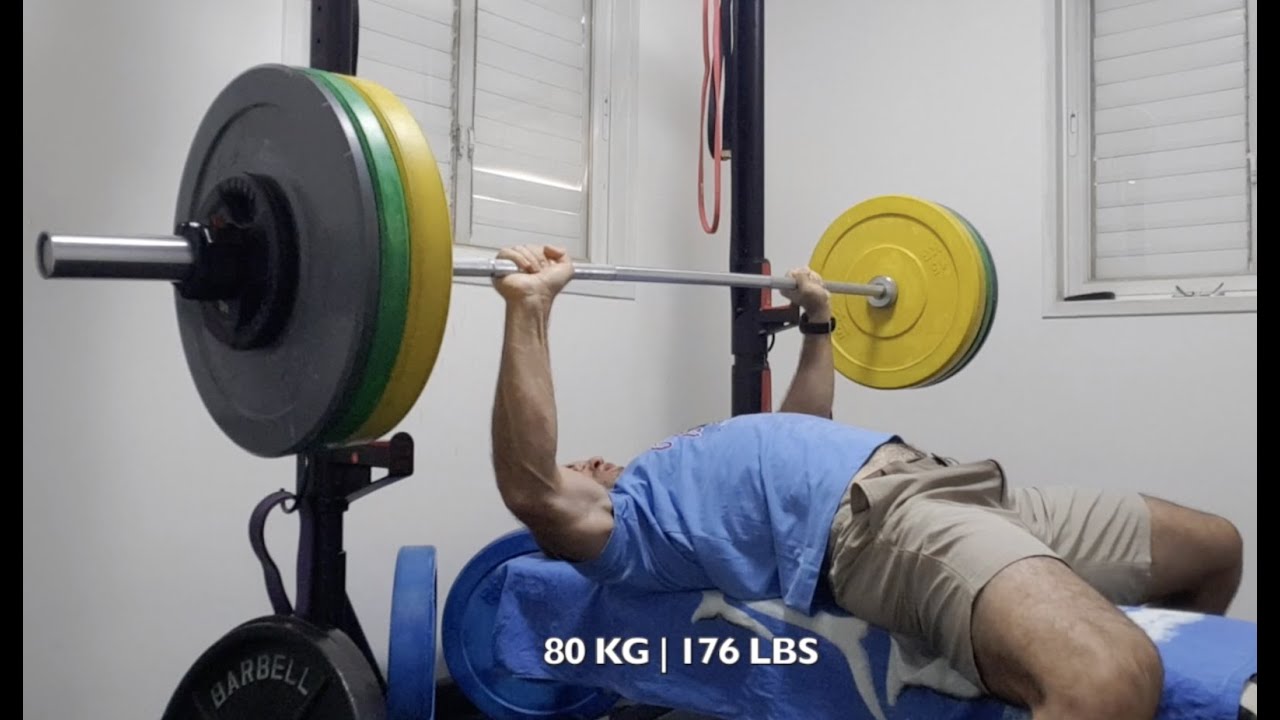 Barbell Bench Press 80 KG X 8 Reps 176 LBS X 8 Reps PR ATTEMPT