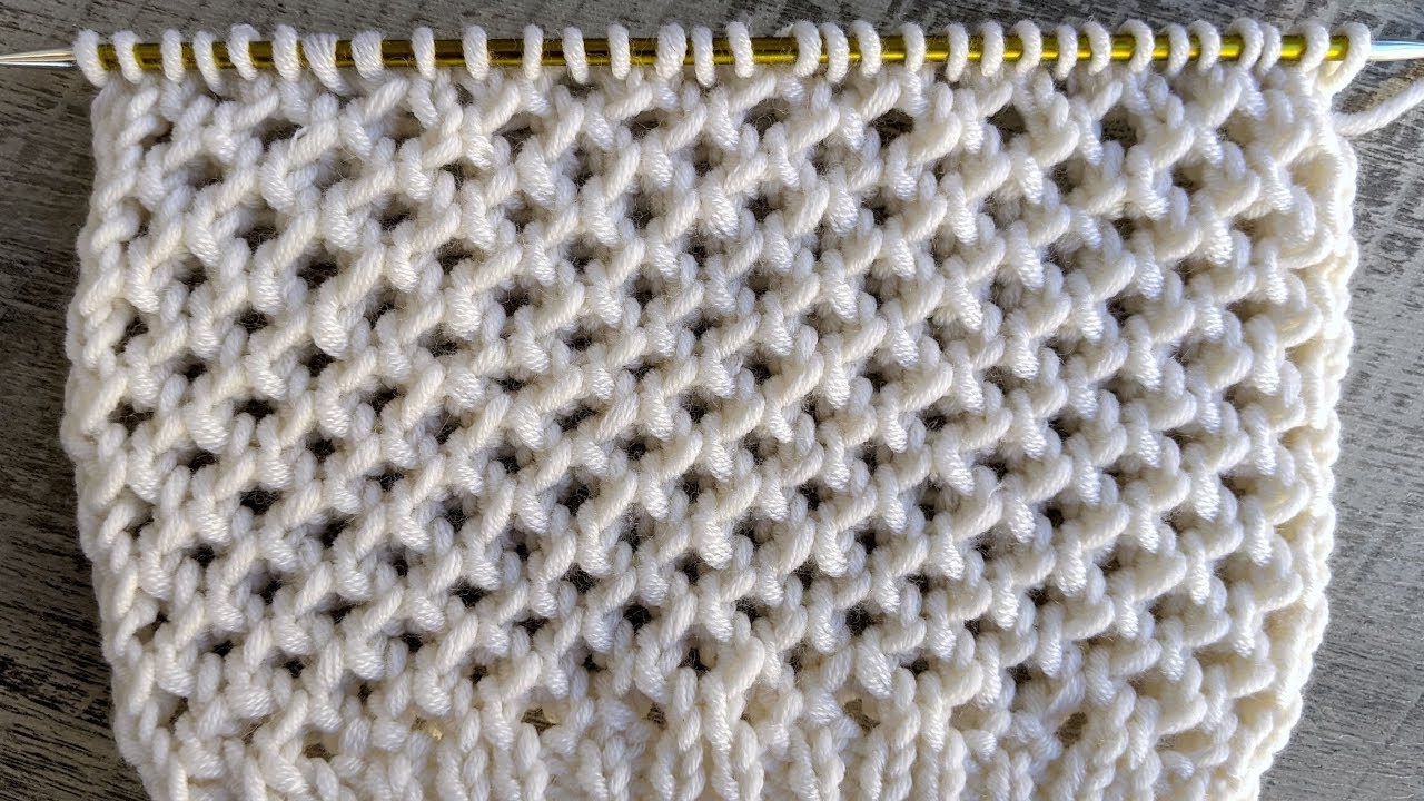 Knit Mesh Stitch Pattern - YouTube