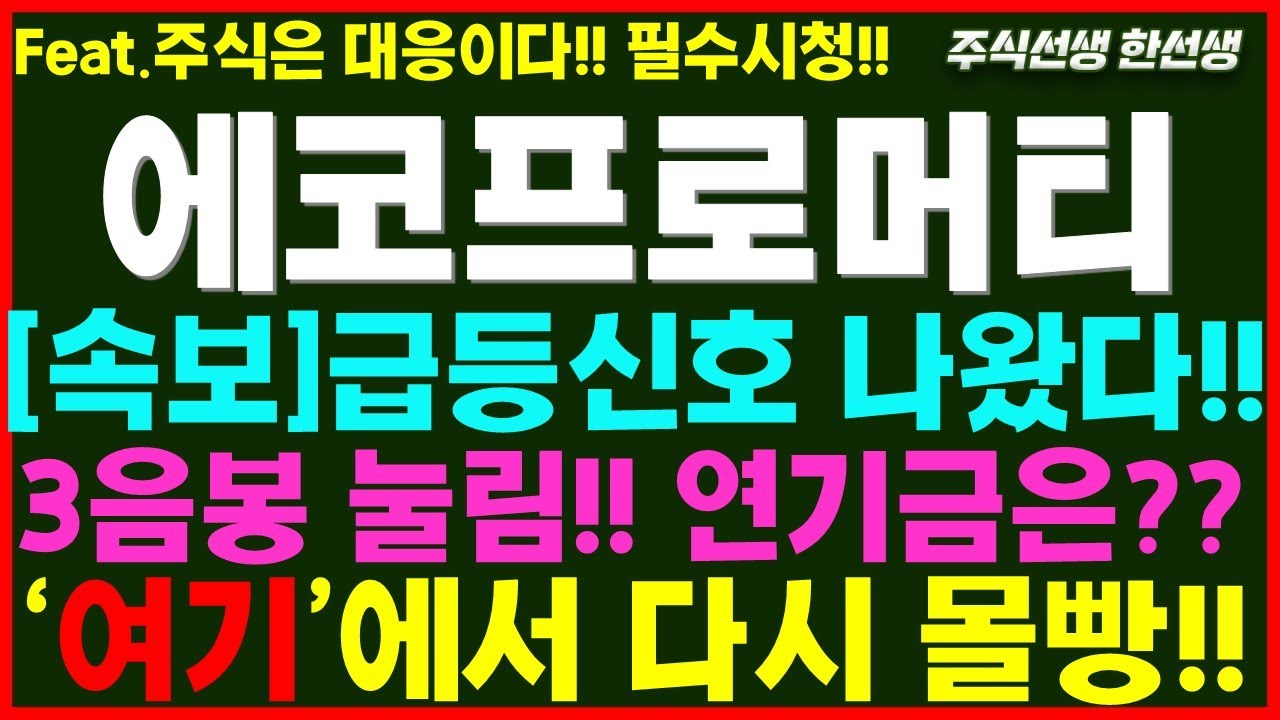 에코프로머티리얼즈 속보 급등신호 나왔다 3음봉 눌림 연기금전략은 여기에서 다시몰빵 앞으로 대응전략은 에코프로머티리얼즈 에코프로머티 Ls