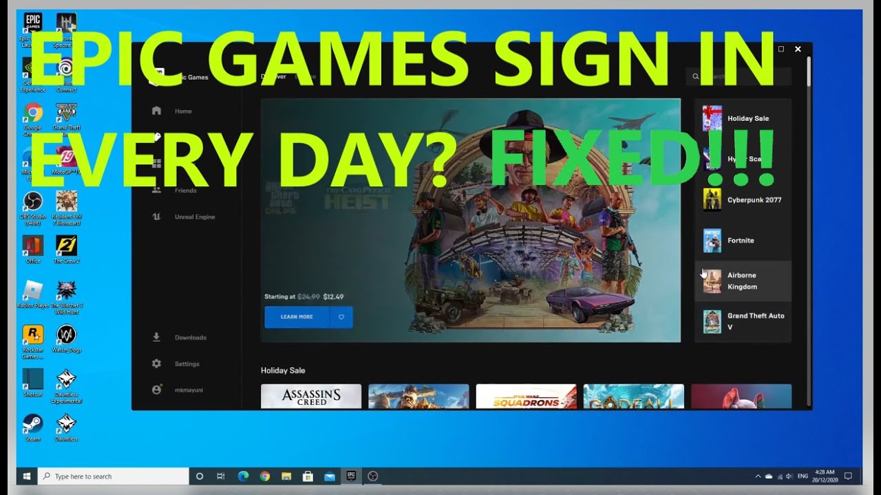 Epic games launcher - required sign every single day FIXED! - YouTube