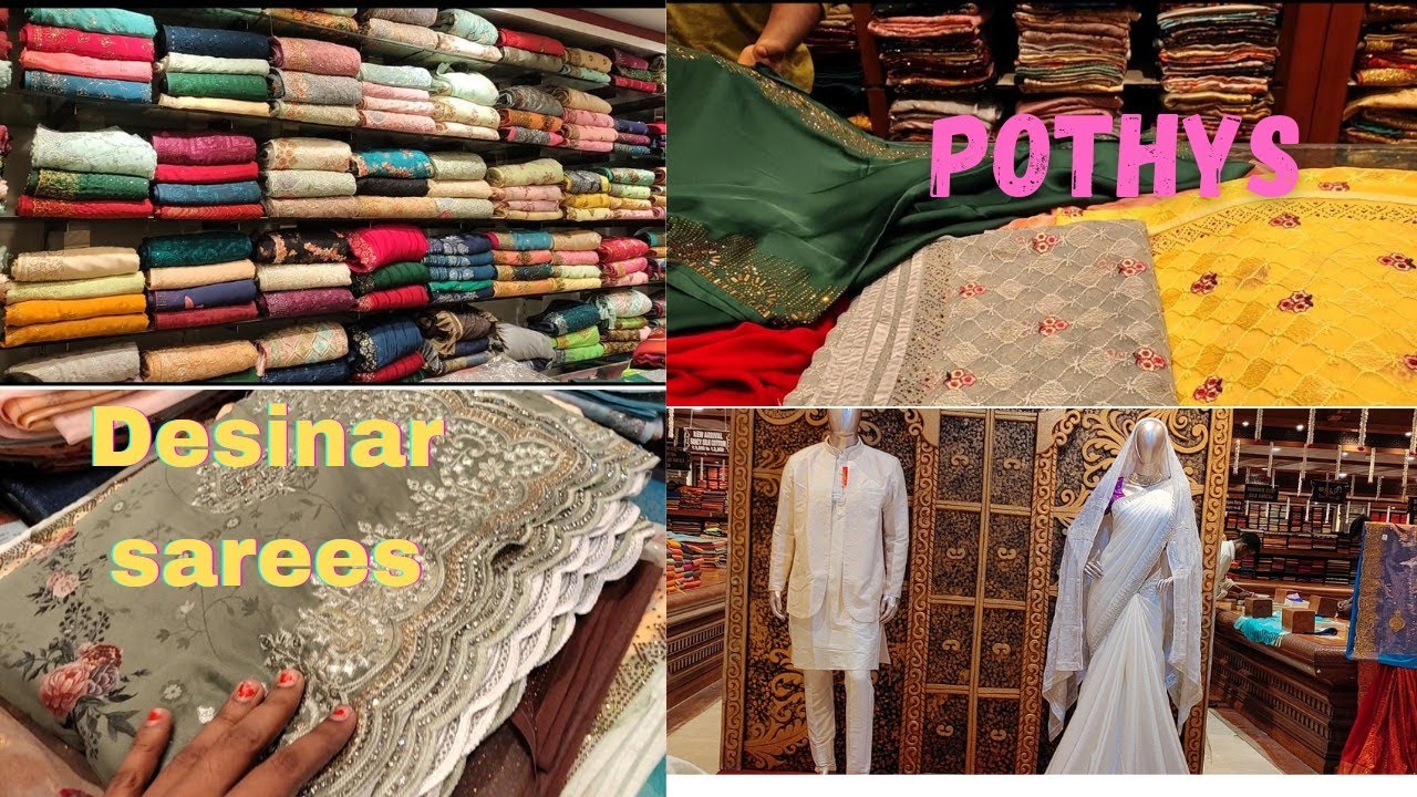 pothys new arival Desinar sarees 😍and organza, tussarsilk sarees ...