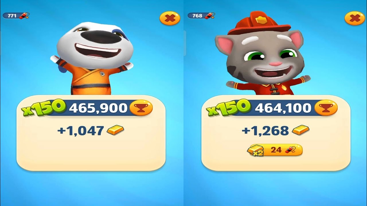 Talking Tom Gold Run Fireman TOm And Kungfu Hank Reverse - YouTube