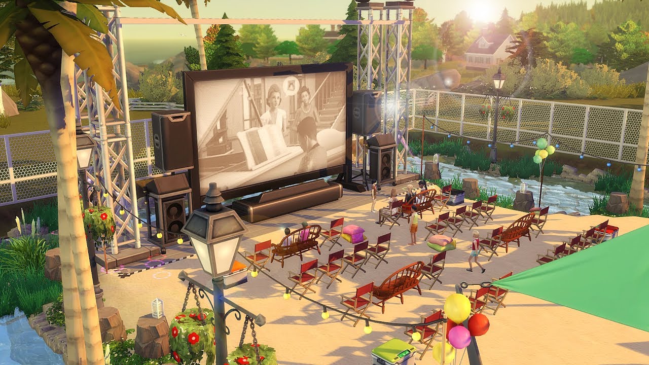 CINEMA AO AR LIVRE (Outside Cinema) │The Sims 4 (Speed Build) - YouTube