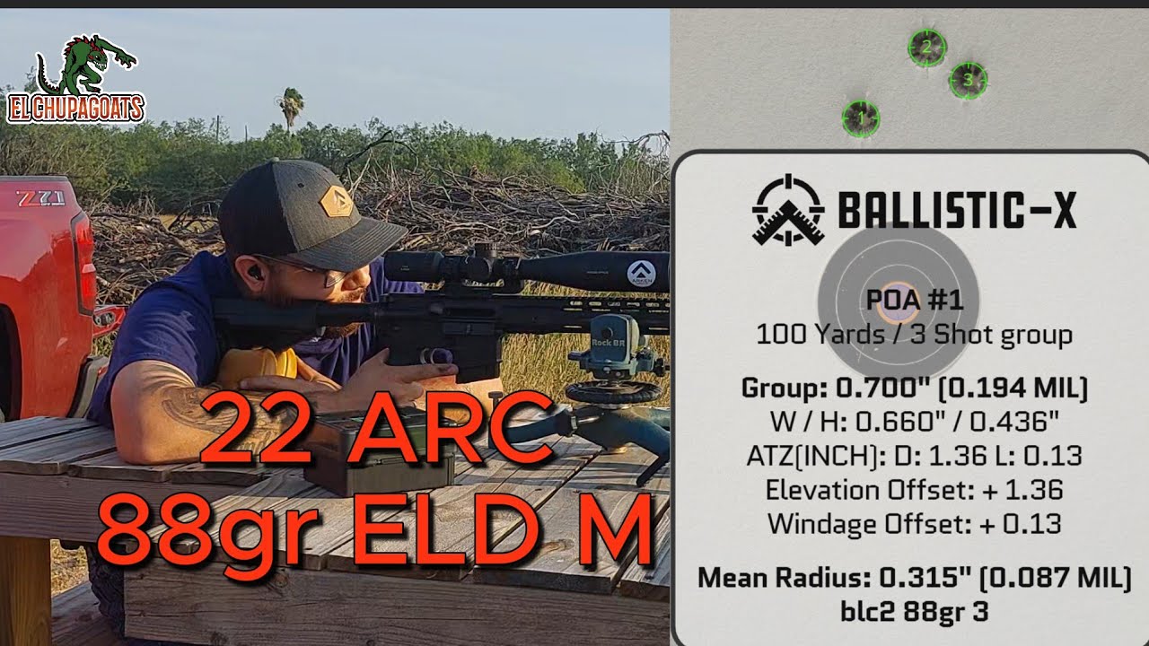 22 ARC WITH 88GR ELD M HANDLOADS. - YouTube