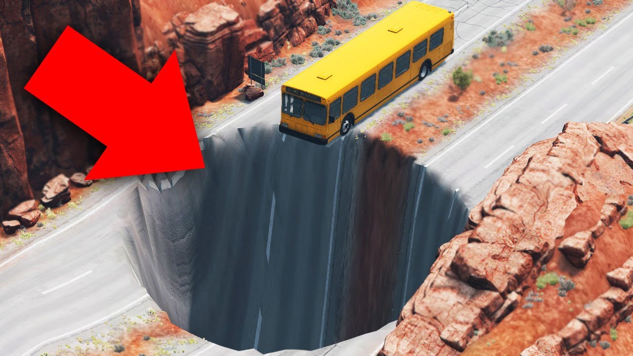 Car vs MEGA giant pit - BeamNG.drive - YouTube
