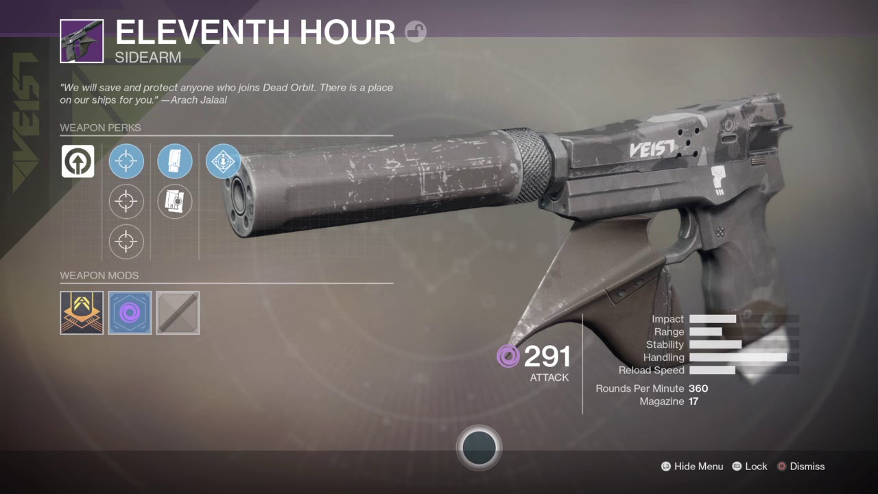 Destiny 2- Eleventh Hour New Legendary Dead Orbit Veist Sidearm - YouTube