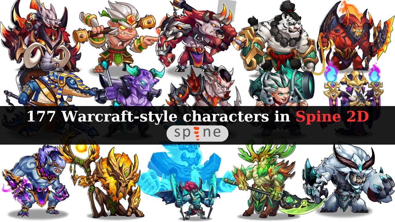 177 Warcraft-style characters in Spine 2D - YouTube
