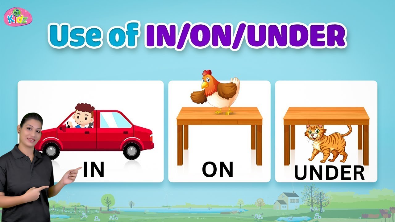 Use of 'IN' 'ON' 'UNDER' for Kids | How To Use 'IN' 'ON' 'UNDER' in ...