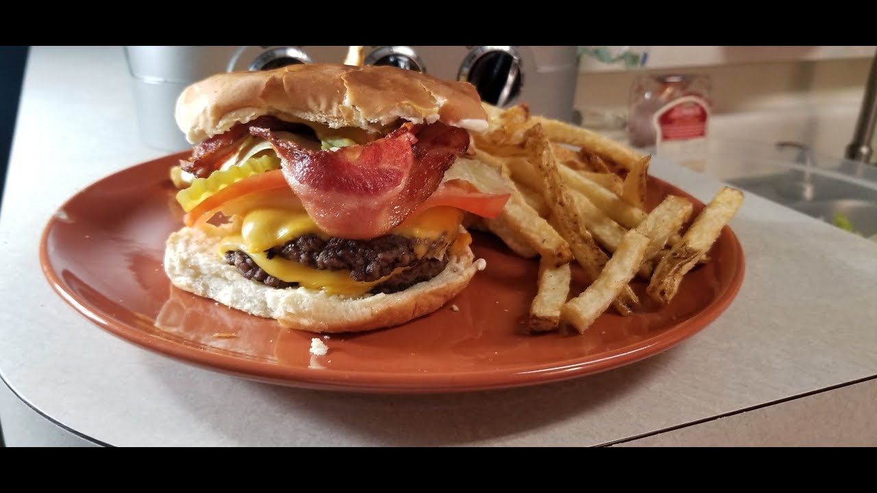 A Hood A$$ Bacon Double Cheeseburger W/ Home Cut Fries - YouTube