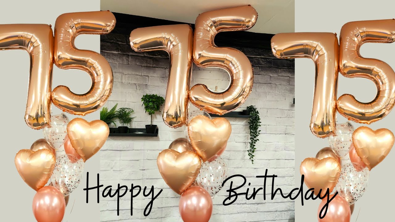 Rose Gold Mylar Number Balloons | 75th Birthday Party Bouquet with ...