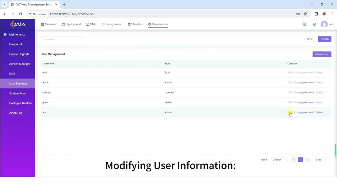 How To Manage Users via OLT Web C Data OLT Web - YouTube