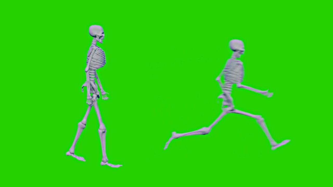 Skeleton Walk & Run FREE Greenscreen Halloween spooky VFX [Side View ...